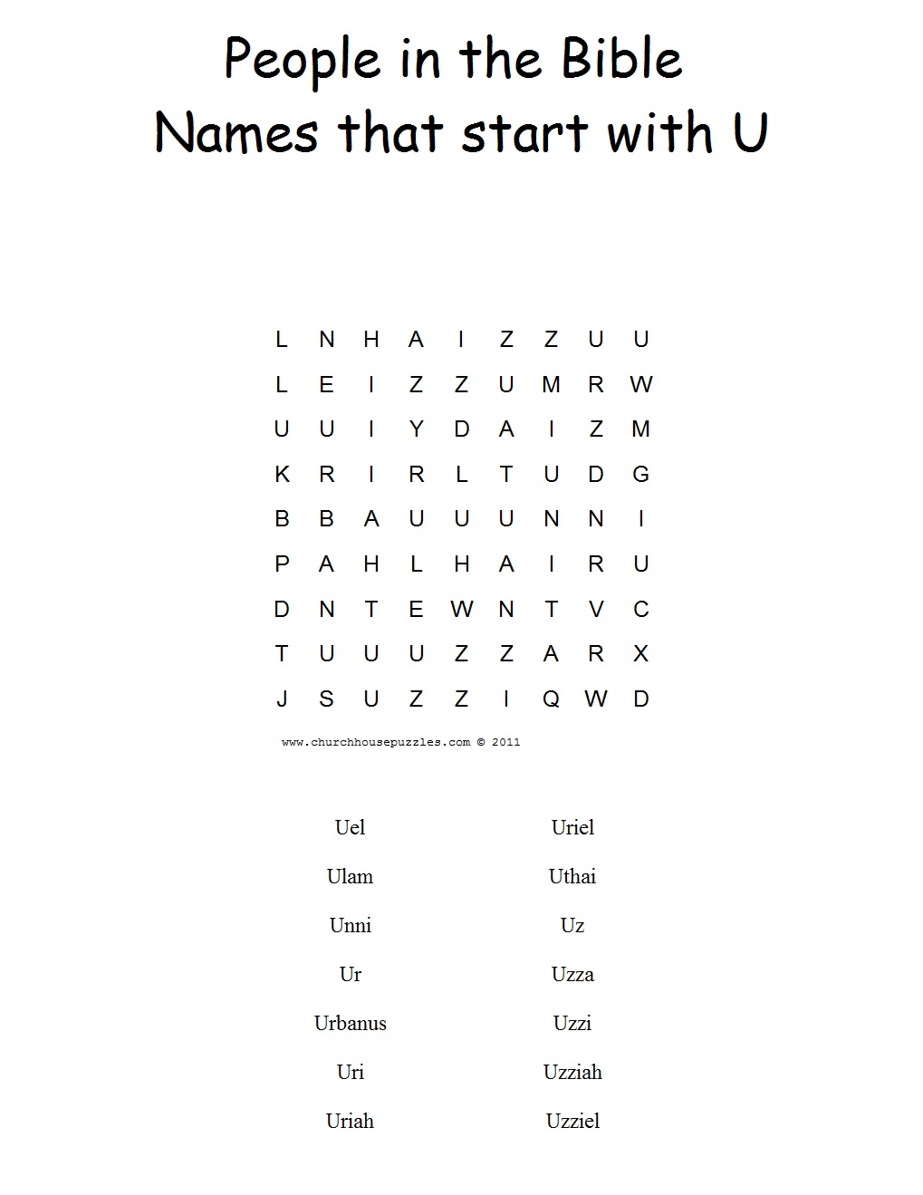 Names That Start With U Word Search Puzzle Names That Start With U Word Search Puzzle